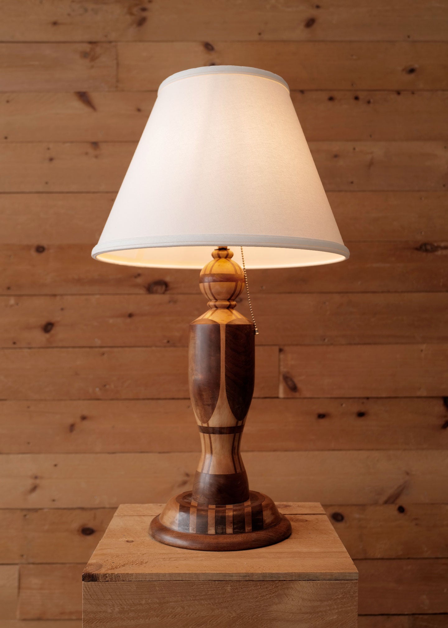 Craftsman Wood Inlay Lamp, Large - Slow Roads
