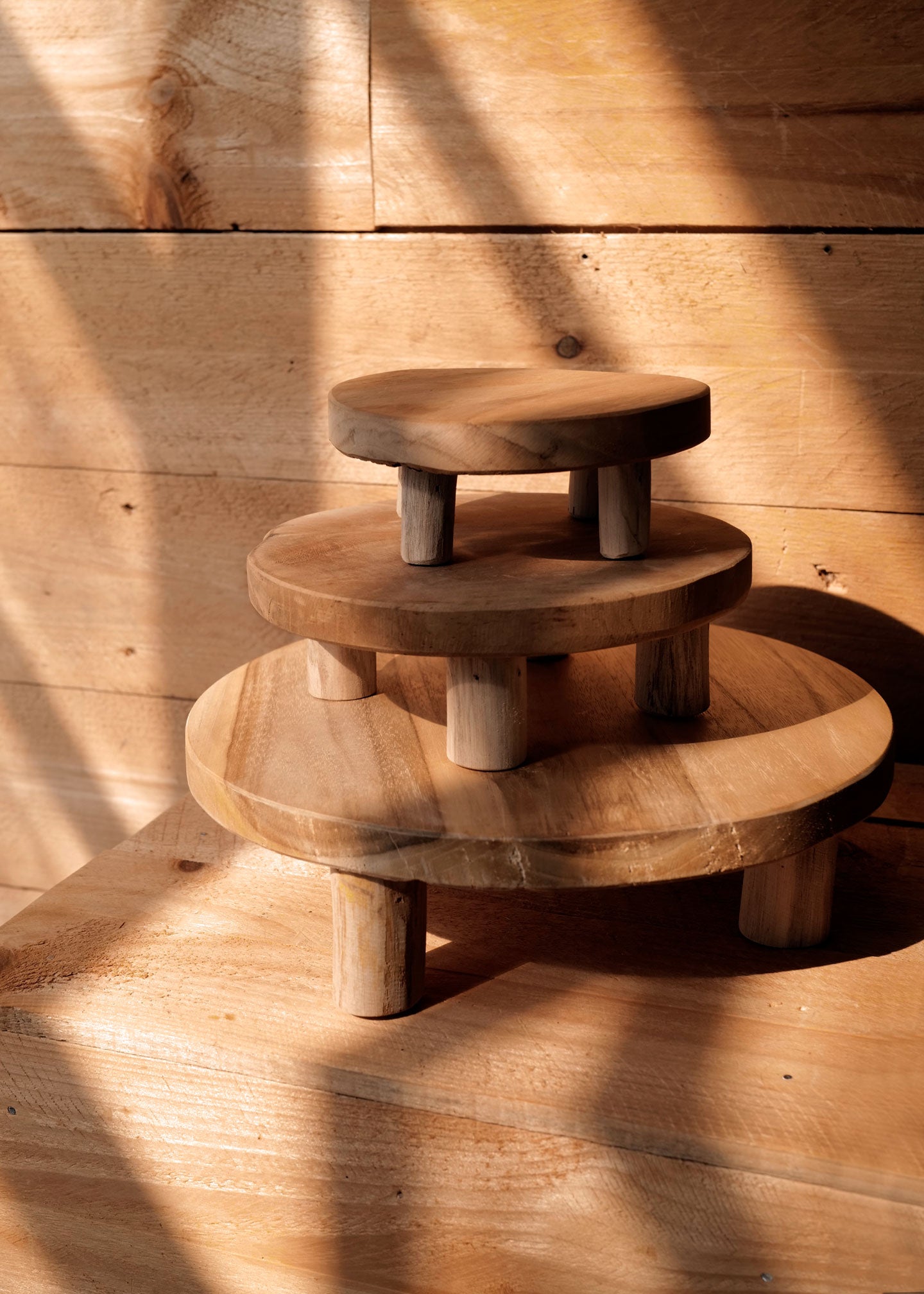 Handcrafted Teak Stand, Round - Slow Roads